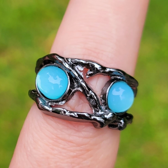 Jewelry | Birds Eye Woodland Blue Translucent Stone Ring Size 75 | Poshmark